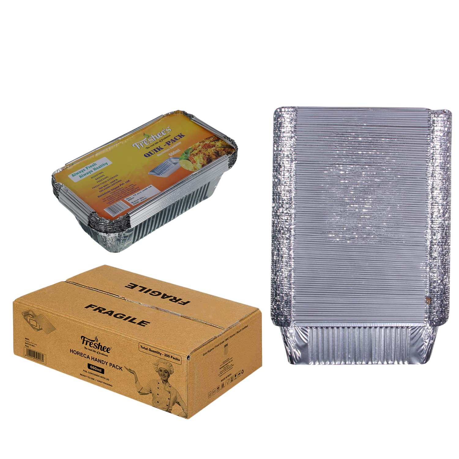 Freshee 200pcs 750ml Disposable Aluminium Foil Containers with Lid – My ...